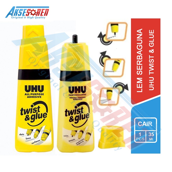 Jual Lem Uhu Twist & Glue [35 ML/1 Botol] / Lem Cair Serbaguna / Lem ...