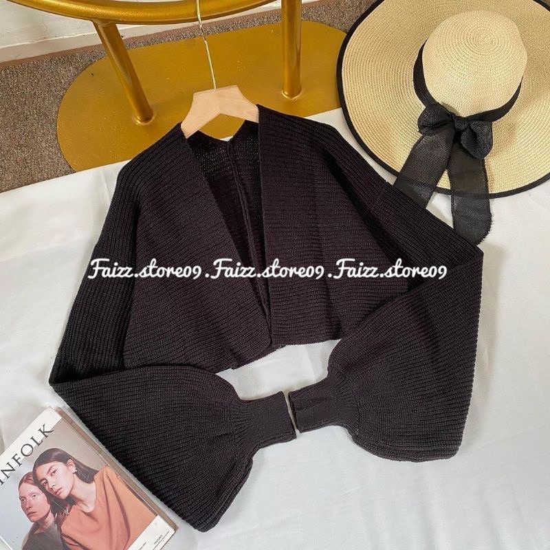 Jual OVERSIZE CROP Tangan Balon Cardigan Rajut wanita/Outer Knit Tangan balon PREMIUM/CROP CARDI ...