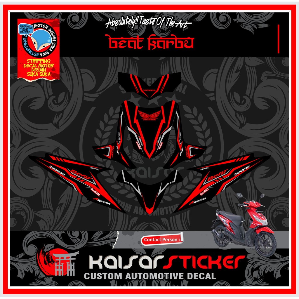 Jual STICKER DECAL MOTOR FULL BODY BEAT KARBU STREET MERAH FULL BODY ...