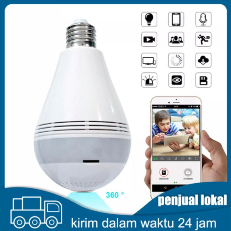 Jual New Camera cctv wifi 8MP HD 1080p panoramic 360 Derajat bentuk ...