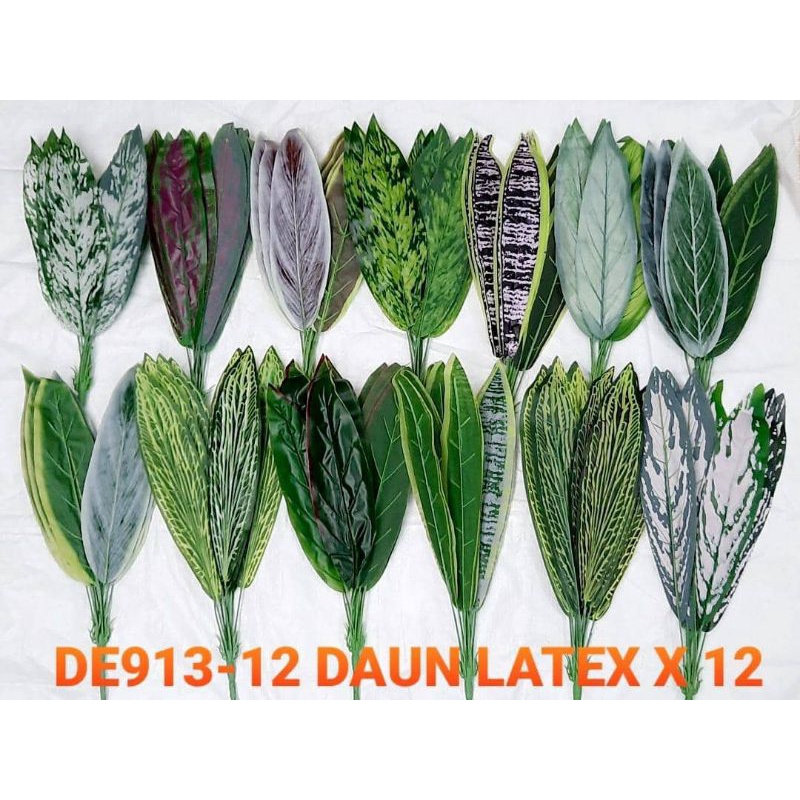 Jual Daun Taman Artificial Latex x12 / Daun Hiasan Tangkai / Rangkai ...