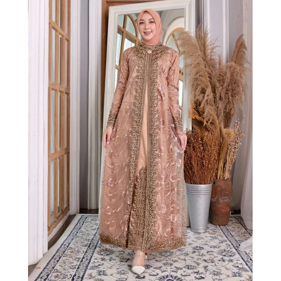 Jual GAMIS CEMPAKA BRUKAT TILE/KEBAYA BRUKAT TERBARU/GAMIS BRUKAT PREMIUM LADY PESTA/DRESS ...