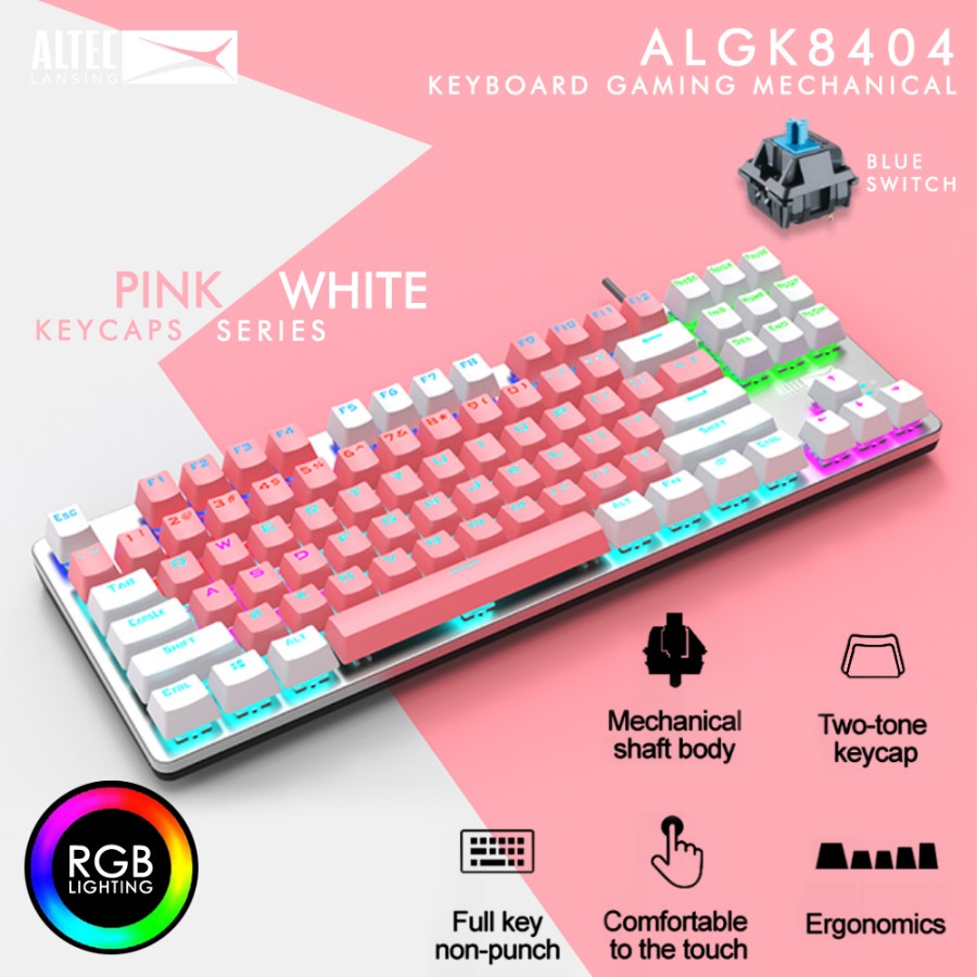Jual Keyboard Gaming Altec Lansing ALGK-8404 White Pink - Ten Key Less ...