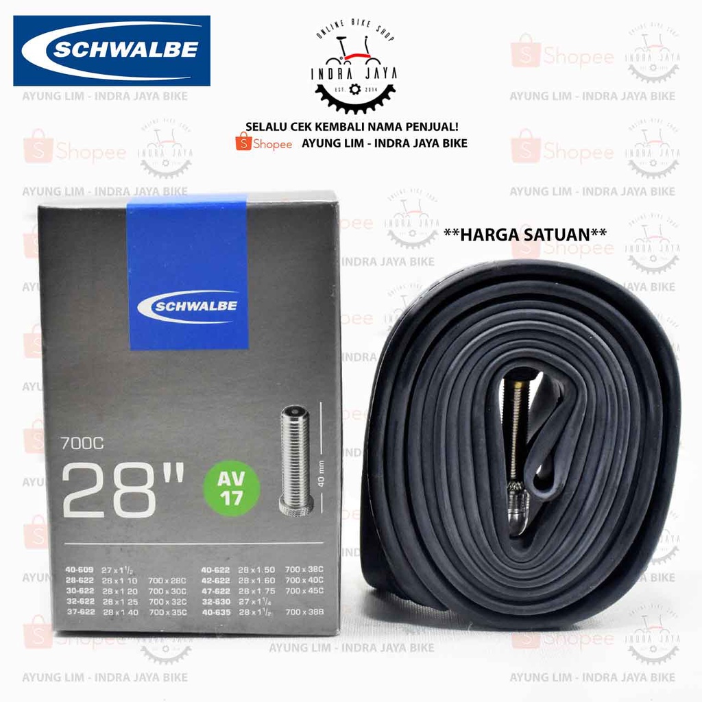 Jual BAN DALAM SCHWALBE -28" / 700C X 28c - 45c AV17 - PENTIL AV 40mm | Shopee Indonesia