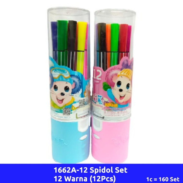 Jual 1662A-12 Spidol Set isi 12 Warna (12set) | Shopee Indonesia