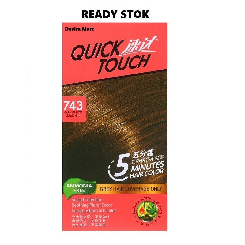 Jual Cat Rambut Uban Quick Touch 743 Caramel Latte 5 Minute Hair Color ...