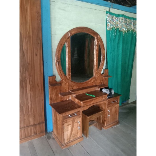 Jual MEJA RIAS KAYU JATI MODEL BULAT | Shopee Indonesia