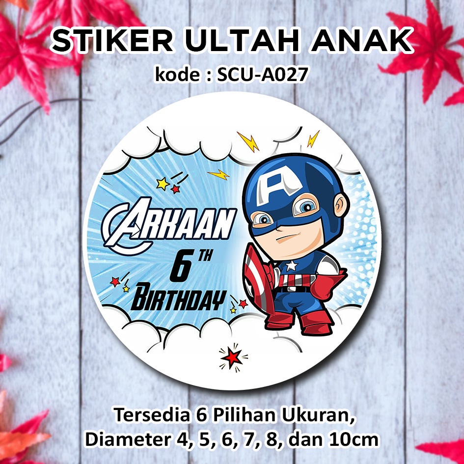 Jual STIKER ULANG TAHUN ANAK CUTE CAPTAIN AMERICA KAPTEN AMERIKA ...