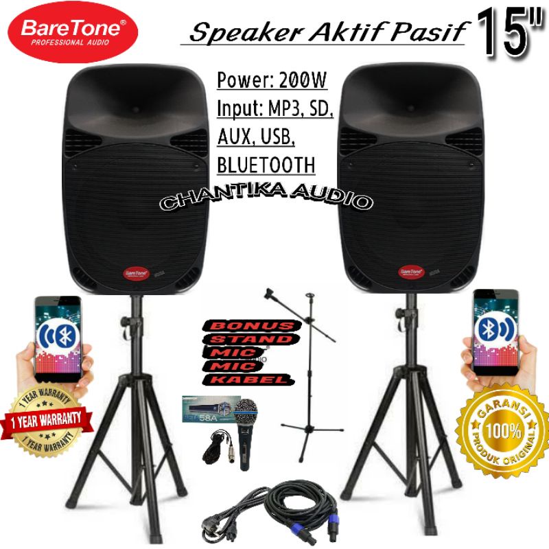 Jual PAKET SOUND SYSTEM Karaoke Speaker Aktif Pasif 15 inch Baretone ...