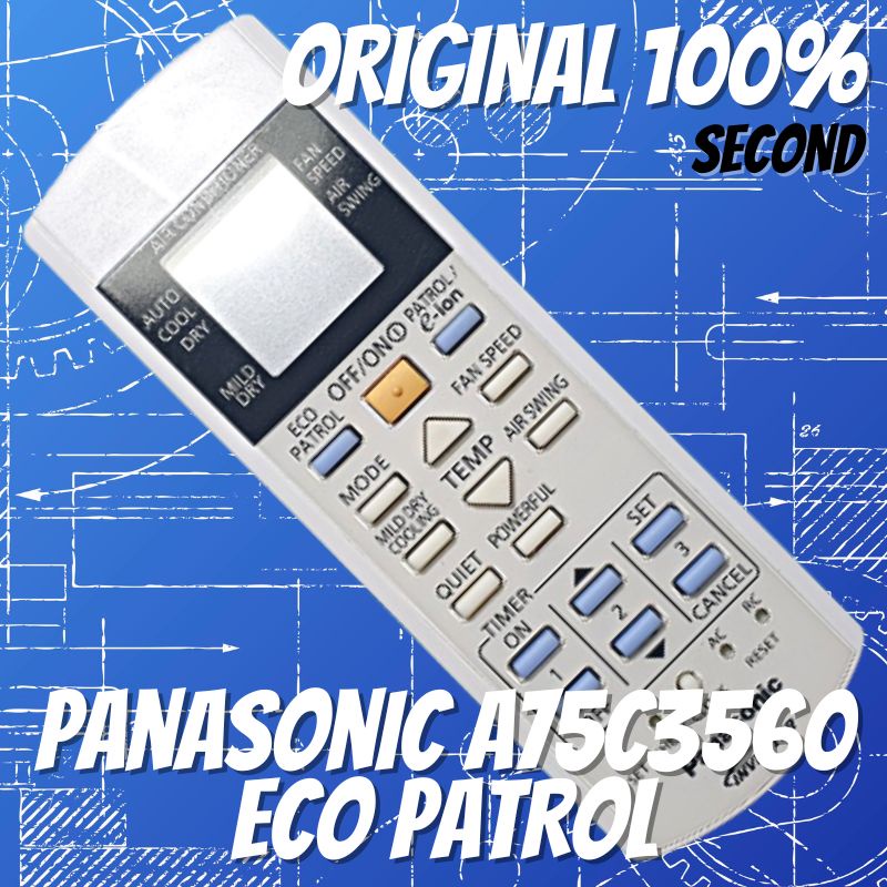 Jual Remote AC Panasonic A75C3560 Eco Patrol Original Second | Shopee ...