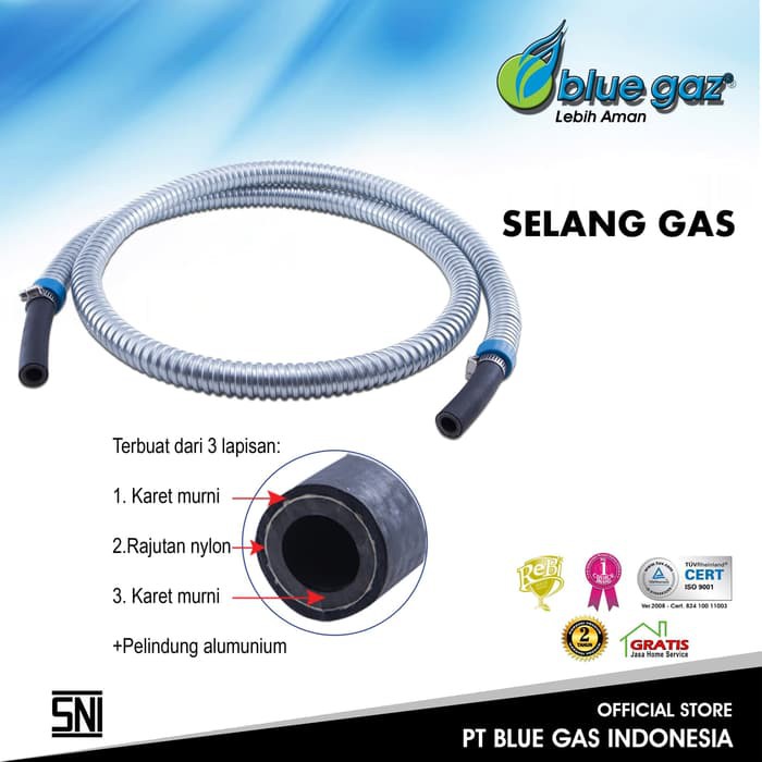 Jual Selang Gas LPG Blue Gaz SNI 1,8m Pelindung Alumunium Spiral ASLI ...