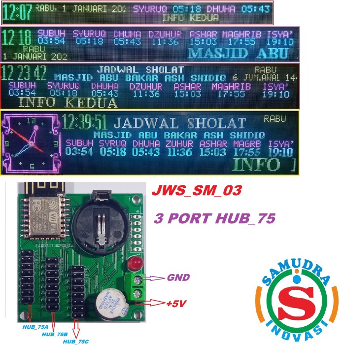 Jual MODUL JWS JADWAL WAKTU SHOLAT AL HIKMAH RGB COLOR MULTI PANEL SM03 ...