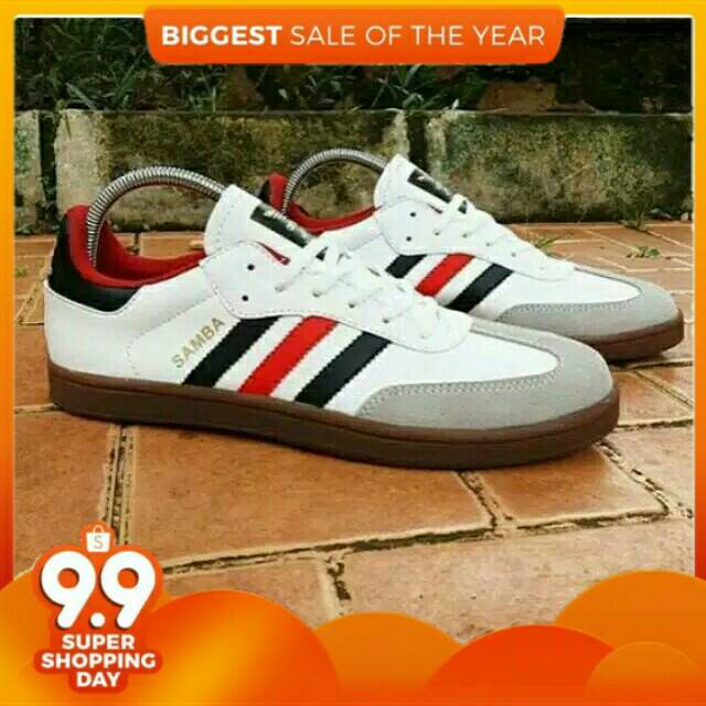 Jual Sepatu adidas Samba Putih Garis Hitam Merah Hitam/Sepatu samba ...