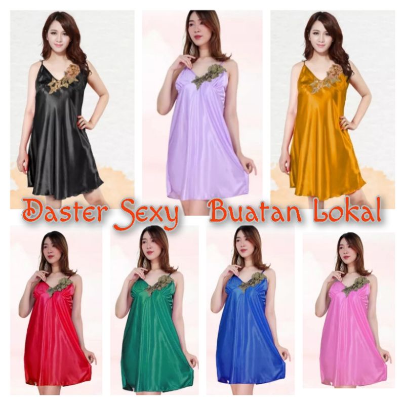 Jual Daster Sexy Dinas Malam Baju Tidur Bahan Satin Lokal LD 100cm ...
