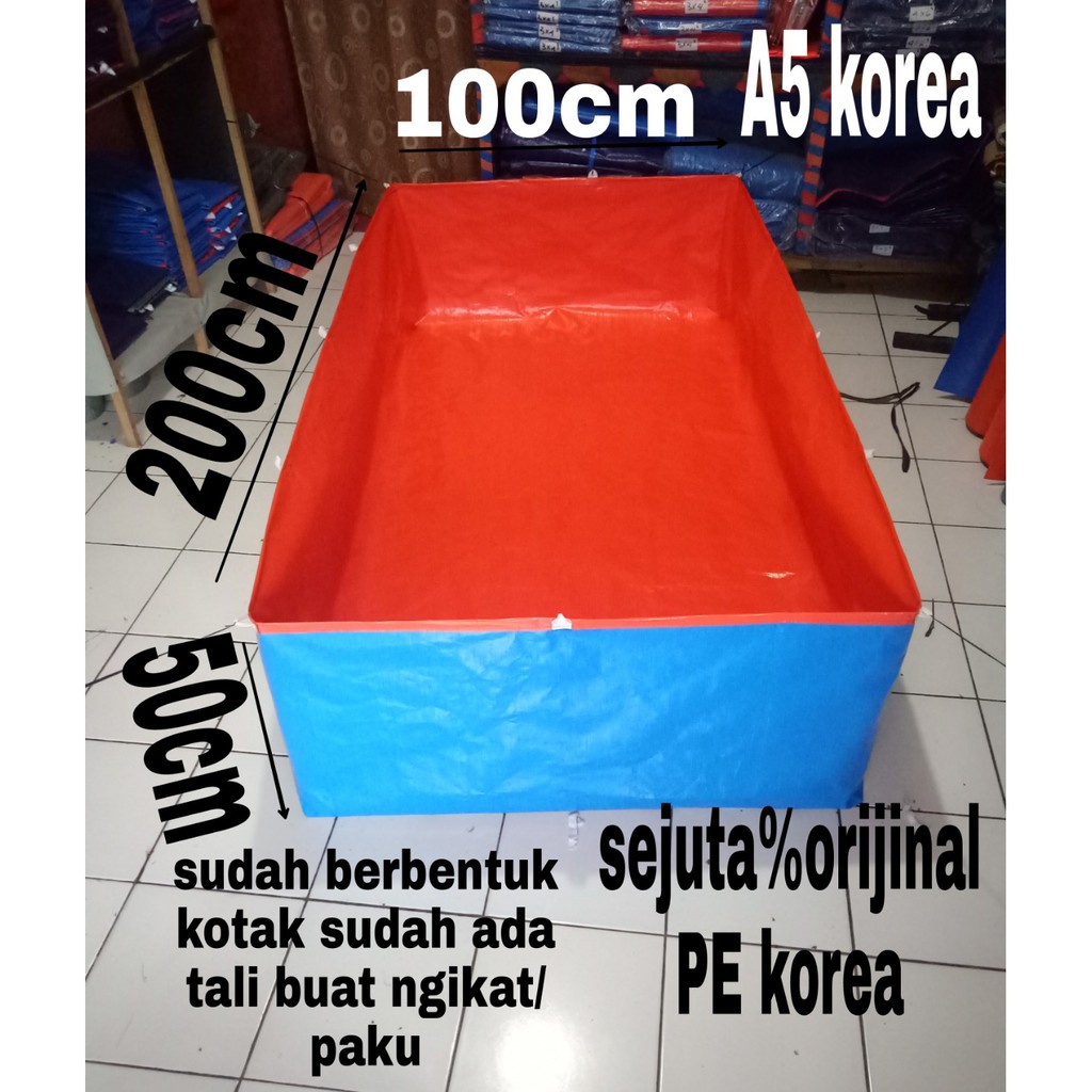 Jual terpal kolam ikan lele uk P:200 cm L:100 cm T:50 cm tepe a3/a5 ...