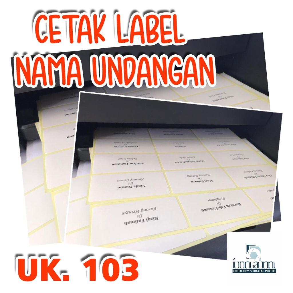 Jual CETAK LABEL NAMA UNDANGAN 103 | Shopee Indonesia