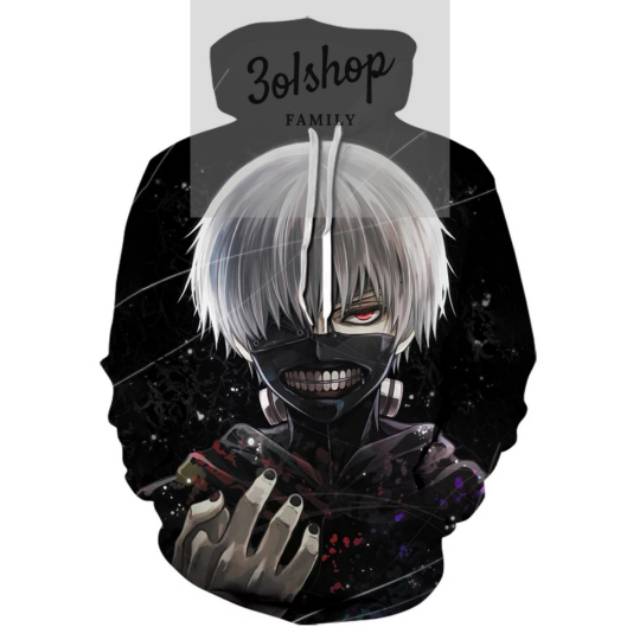 Jual Sweater Anime Kaneki Hoodie Tokyo Goul 3D Ukuran S M L | Shopee ...