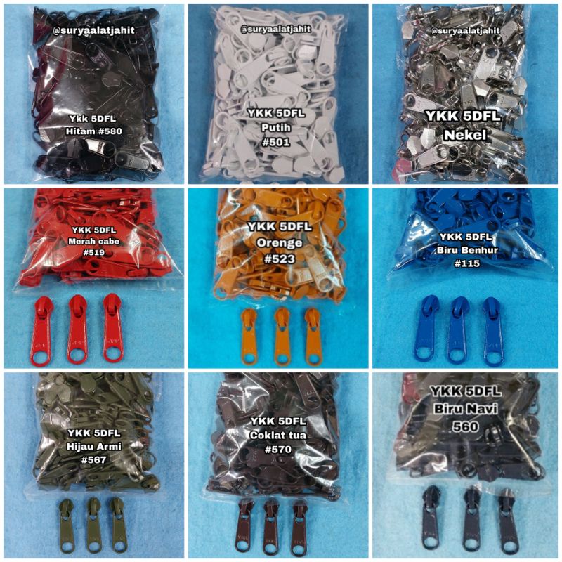 Jual kepala resleting coil YKK 5RC DFL @1bks =rp.106.000/100pcs | Shopee Indonesia