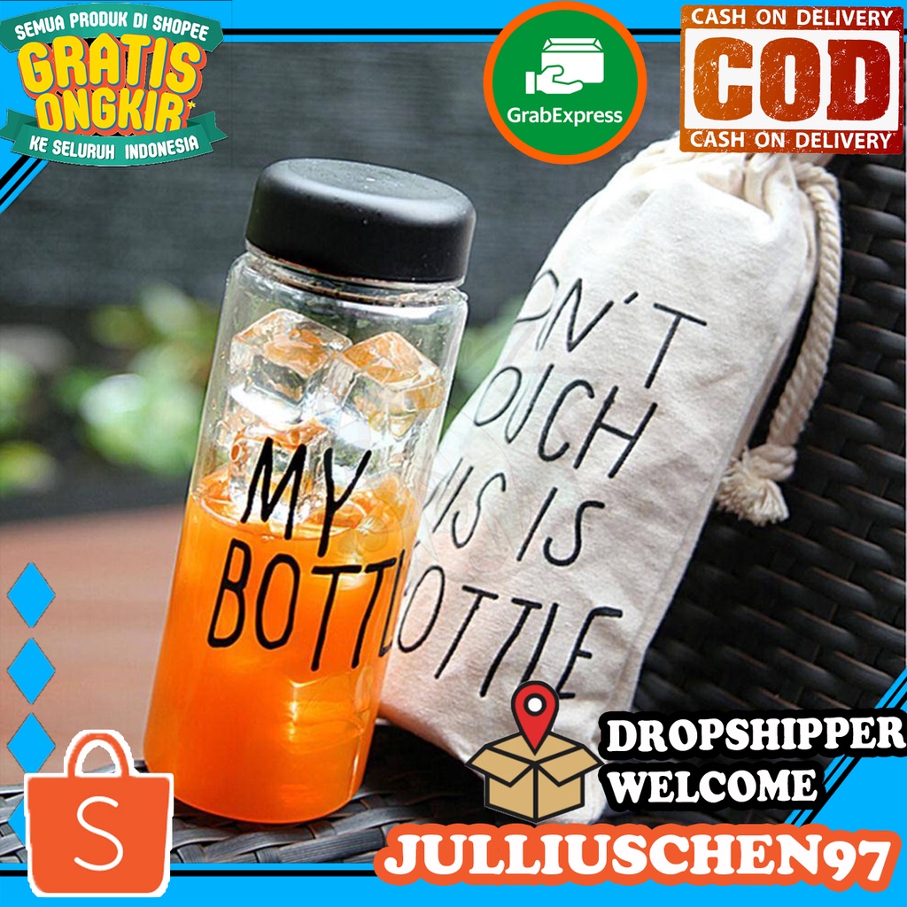 Jual JJ CHEN My Bottle Plastik Bening + FREE POUCH SARUNG Botol juice ...