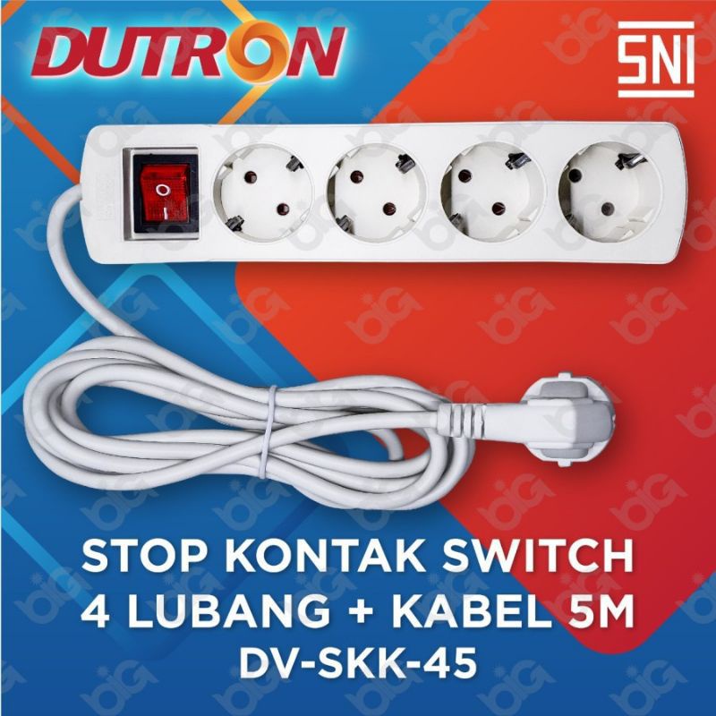 Jual STOP KONTAK 4 LUBANG + KABEL 5 METER DUTRON DVV-SKK-45 COLOK ...