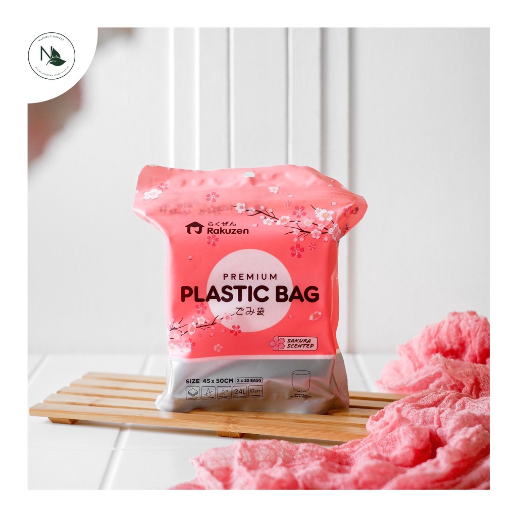 Jual Rakuzen Premium Trash Bag Kantong Sampah Uk 45 x 50 - Sakura ...
