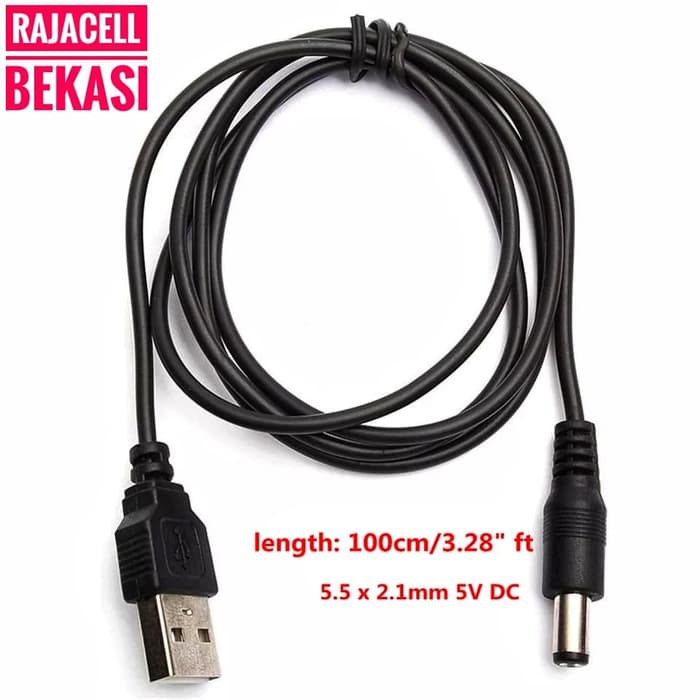 Jual Kabel USB to Jack DC 5.5mm x 2.1mm 5V 1M USB DC Barrel 5.5mm bulat | Shopee Indonesia