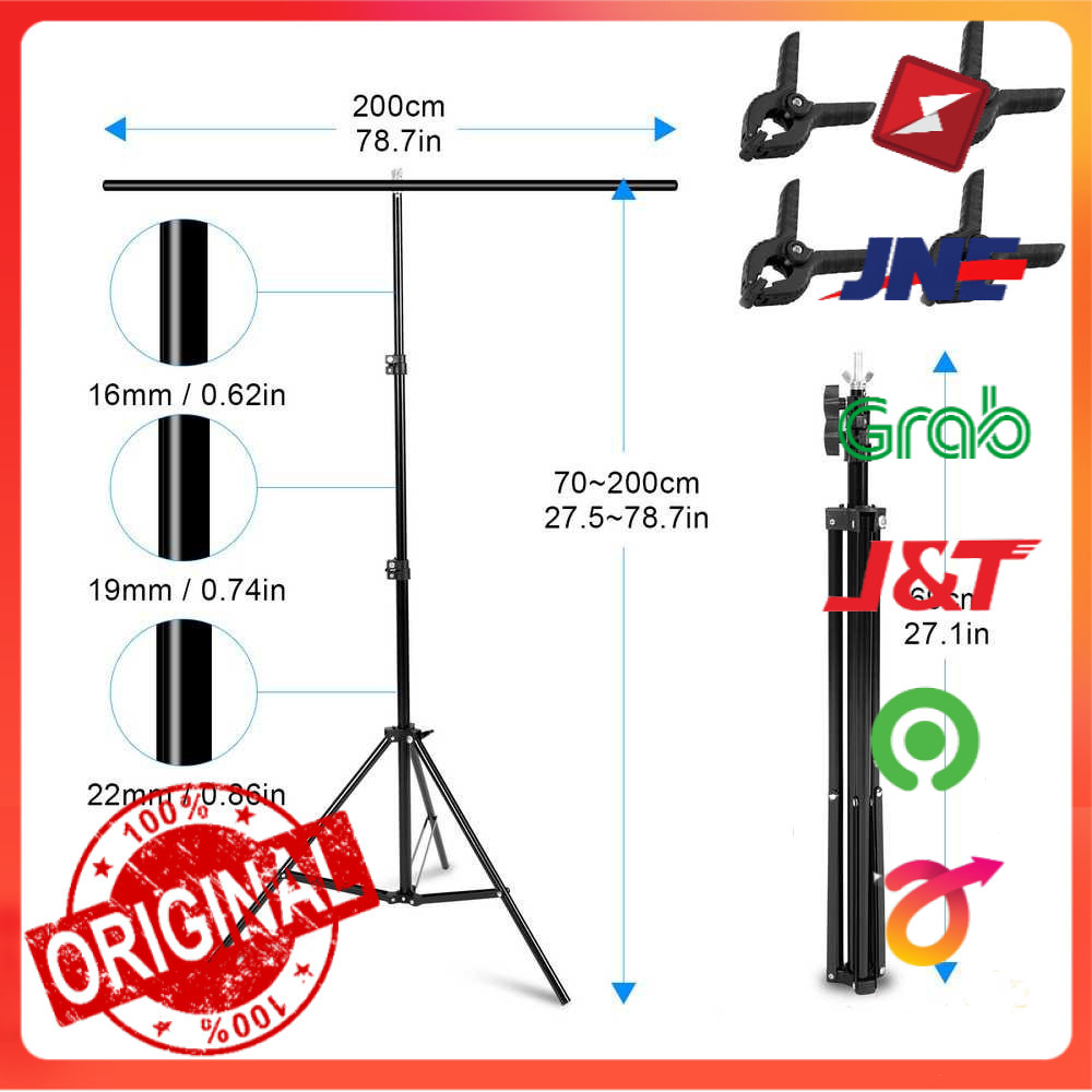 Jual Meking Stand Background Backdrop Photography T-Shape 4 Clamp stand ...