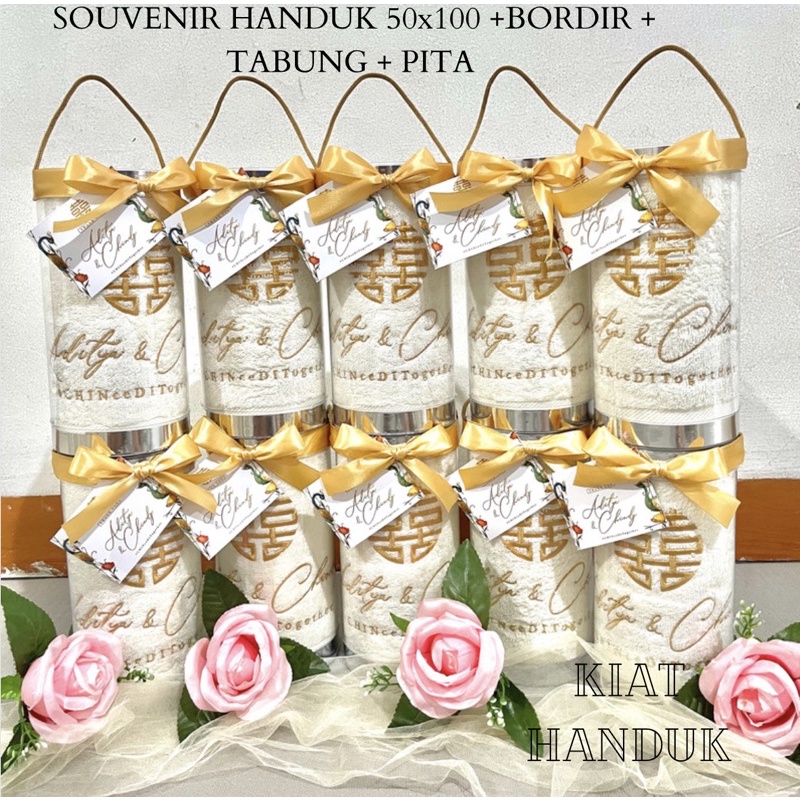 Jual SOUVENIR HANDUK 50x100 TEBAL + BORDIR + PACKAGING | Shopee Indonesia