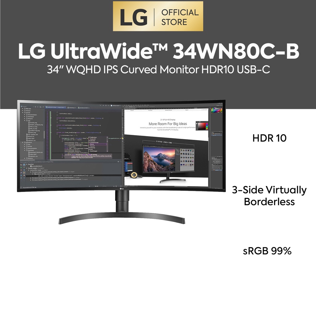 Jual LG UltraWide™ 34WN80C-B 34"WQHD IPS Curved Monitor HDR10 USB-C ...