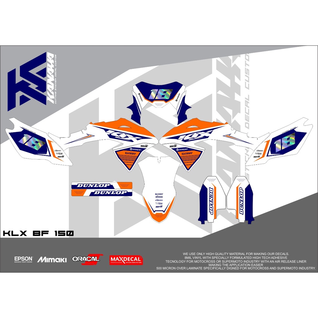 Jual Decal KLX BF 150 Sticker KLX BF 150 Warna Putih Biru Bebas Custom ...