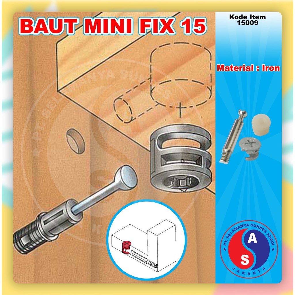 Jual Minifix Baut Knock Down Skrup + Casing / Ambalan Kayu / Sambungan ...
