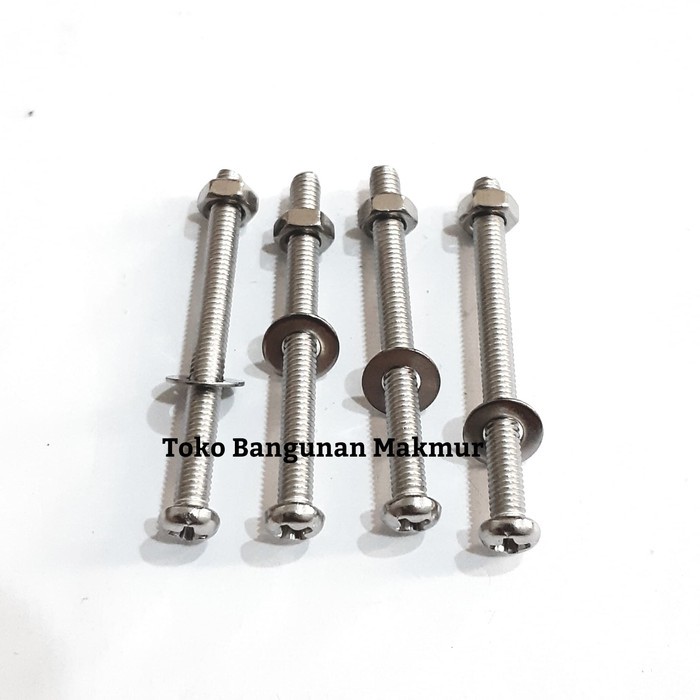 Jual Baut M3.5 x 40mm + Mur + Ring Plat Stainless 304 4set | Shopee Indonesia