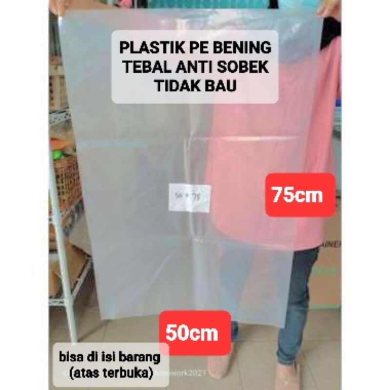 Jual Plastik Tebal Bening 50x75cm | Kantong Plastik PE ORI Transparan ...