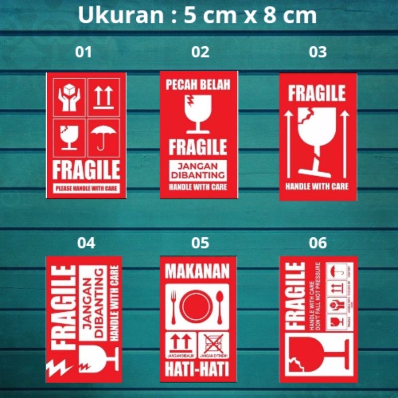 Jual (PER PCS) stiker fragile | stiker fragile murah | ukuran 5 x 8 cm ...