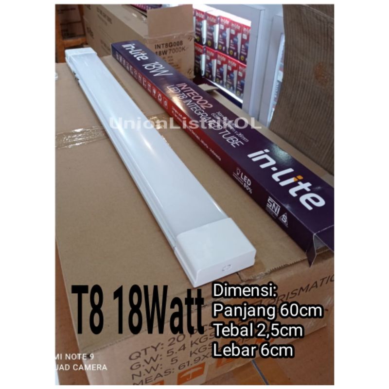 Jual Inlite INTE002 Lampu TL T8 18w Putih CDL 6500K Panjang 60cm ...
