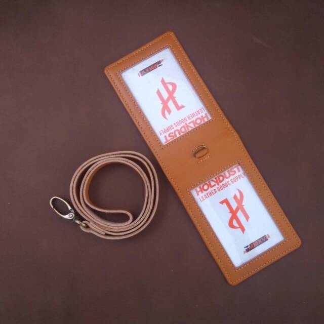 Jual Name Tag Kulit ID Card Holder 2 Sisi ID Card Holder Magnet Saku ...