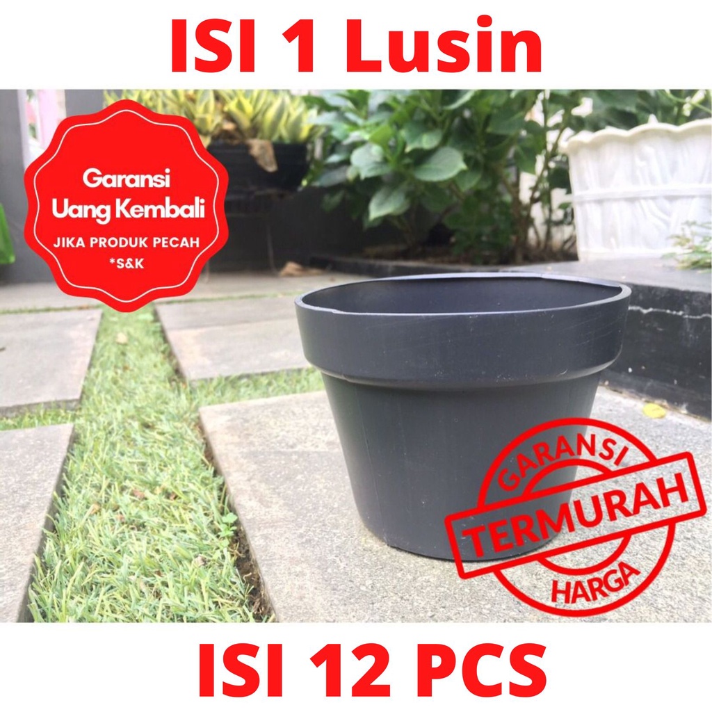 Jual LUSINAN Pot Bunga Murah /Pot Tanaman /Pot Plastik uk 12 CM Hitam ...