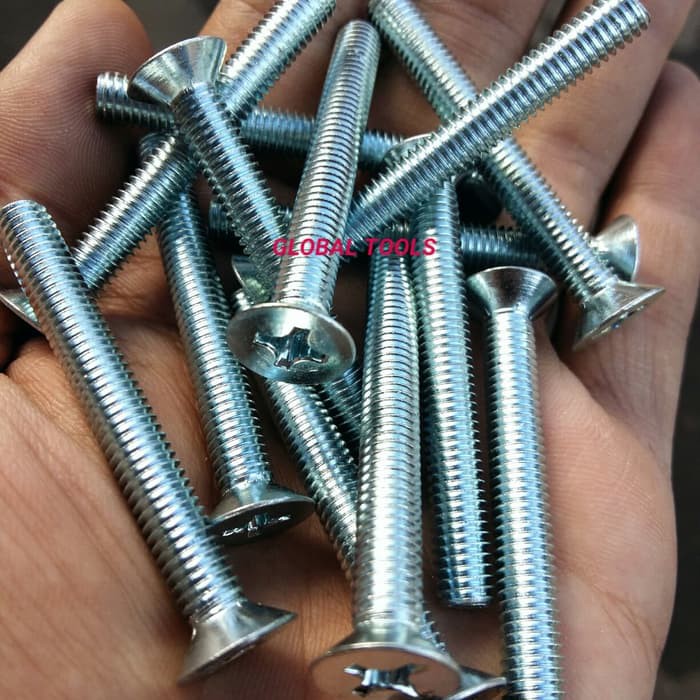 Jual Baut obeng Verseng m6 x 60 JF 6 x 60 machine screw 6x60 galvanis ...