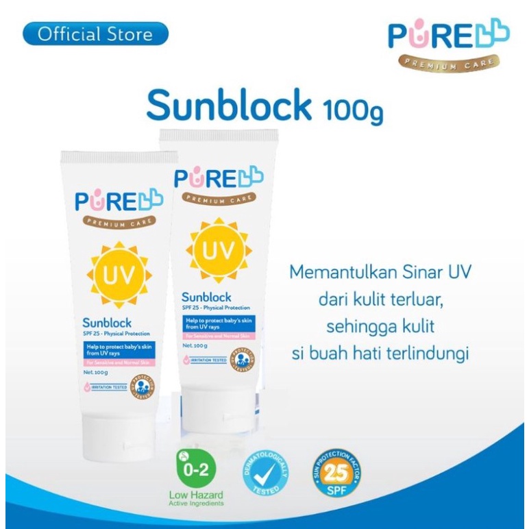Jual Pure BB Sunblock 100gr Sun Protection Care Baby/ SunScreen Bayi ...