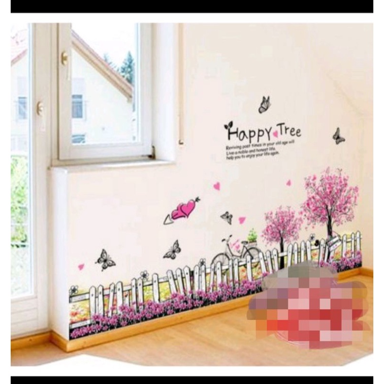 Jual lis pagar rumput bunga 50*70 wallstiker/ stiker dinding | Shopee ...