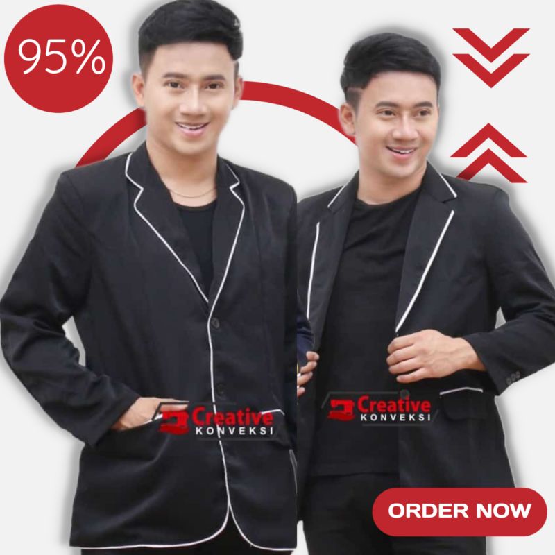 Jual JAS FORMAL HITAM Jas Almamater Blazer Pria Hitam Lis Putih ...