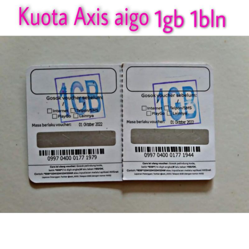 Jual VOUCHER AXIS 1GB 3HR/2GB 5HR/2GB 7HR/3GB 7HR/1GB 30HR/AIGO 3GB ...