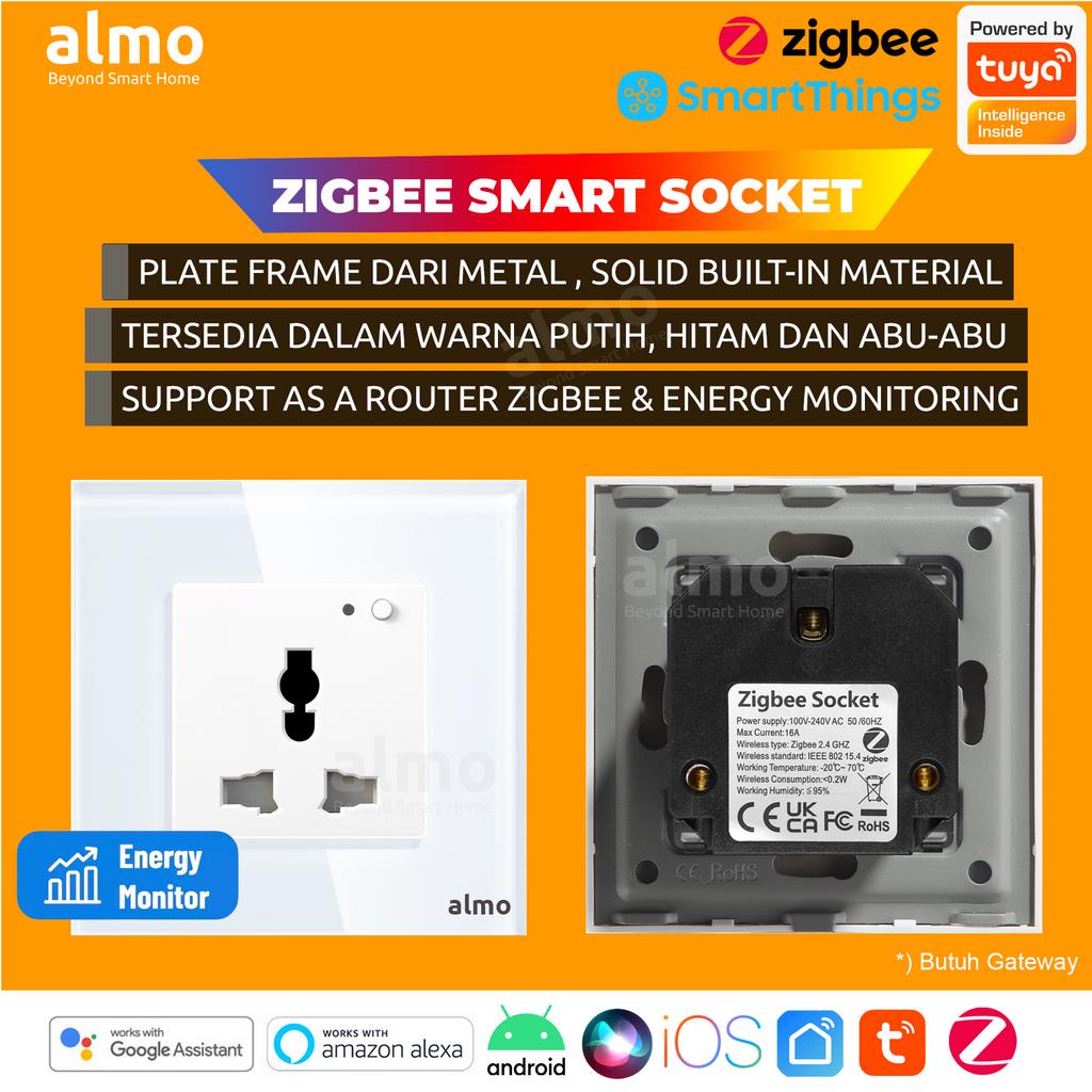 Jual ALMO Zigbee Tuya Smart Universal Socket Stop Kontak Pintar Power ...