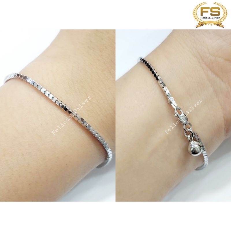 Jual GELANG PERAK ASLI SILVER WANITA 925 LAPIS EMAS PUTIH MODEL MILANO ...