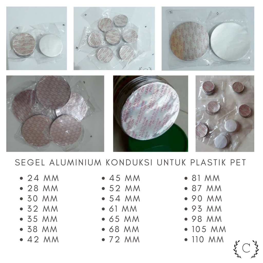 Jual Segel seal aluminium PET konduksi diameter 24 - 110 mm | Shopee ...