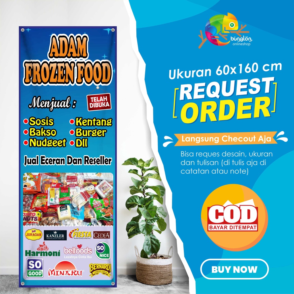 Jual Size 60x160 Cm, Spanduk Banner Jajanan Frozen Food | Shopee Indonesia