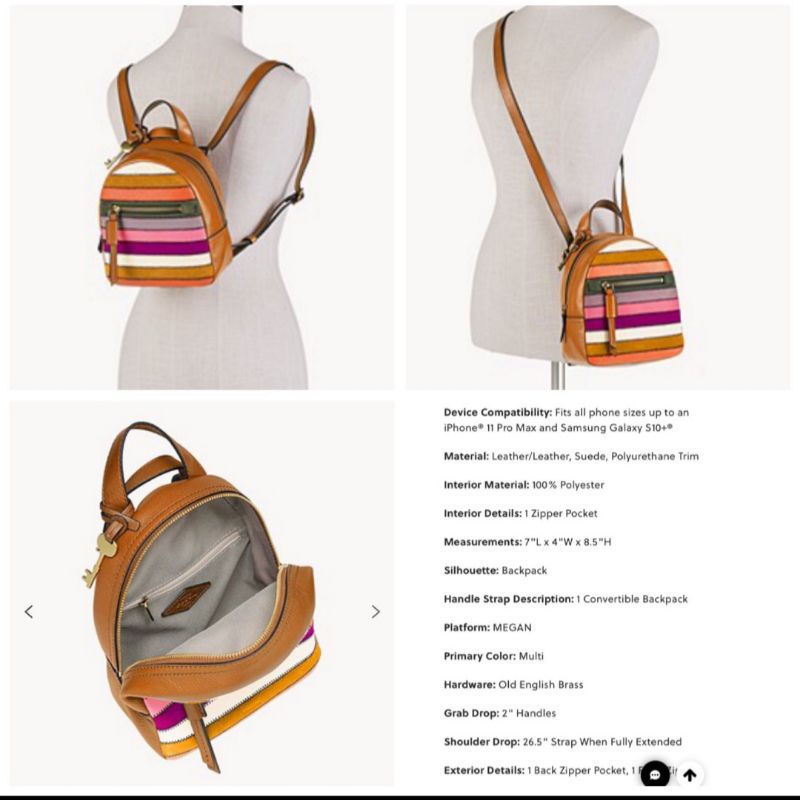 Jual Megan Mini Backpack Multi Tas Fossil Original | Shopee Indonesia
