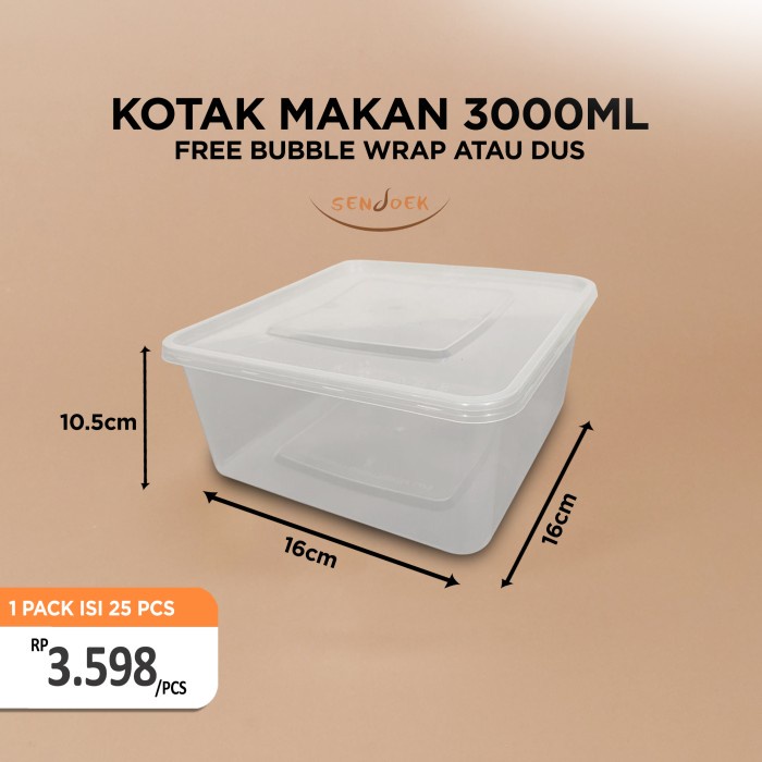 Jual Thinwall 3000 Ml Persegi Kotak Makan Plastik Shopee Indonesia