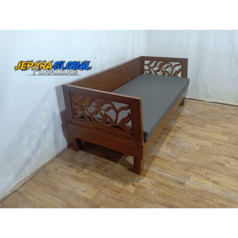 Jual Bangku Bale-bale Jati minimalis Daun (bangku ukir jati,bangku jati ...