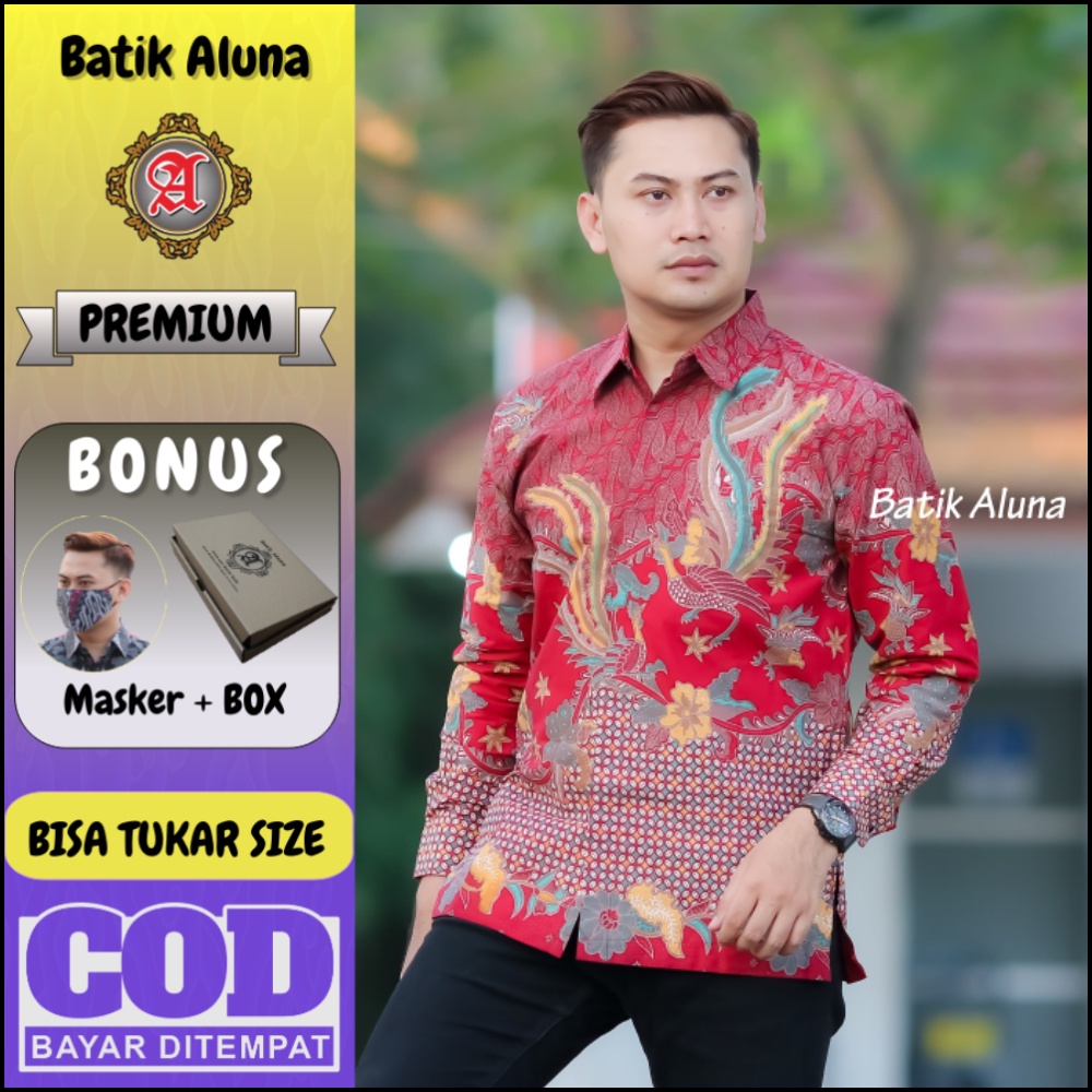 Jual Batik Atasan Pria Panjang Premium Solo Kemeja Batik Aluna PCW 115 ...